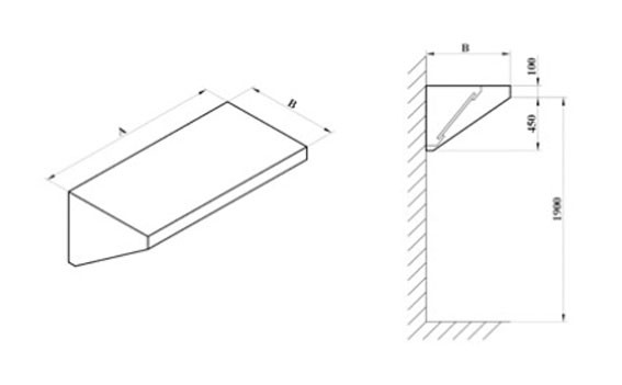 Hota de perete, 4 filtre, putere 1800 mc/h, fara motor